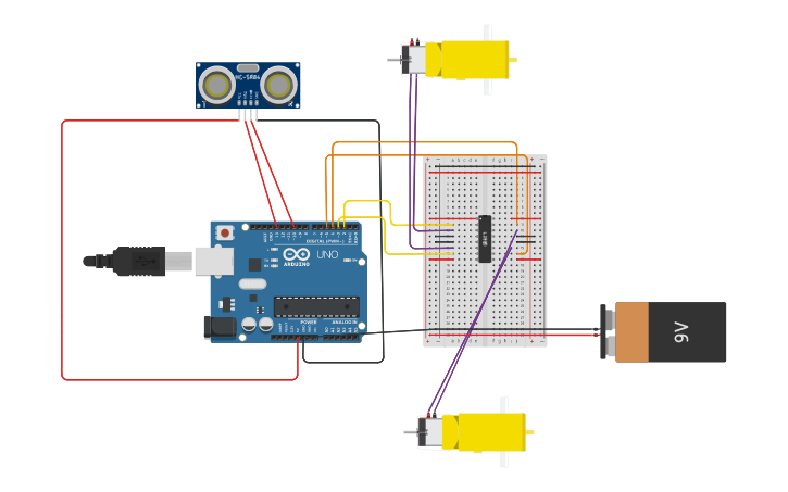 Circuit Design Obstacle Avoidance Robot Tinkercad