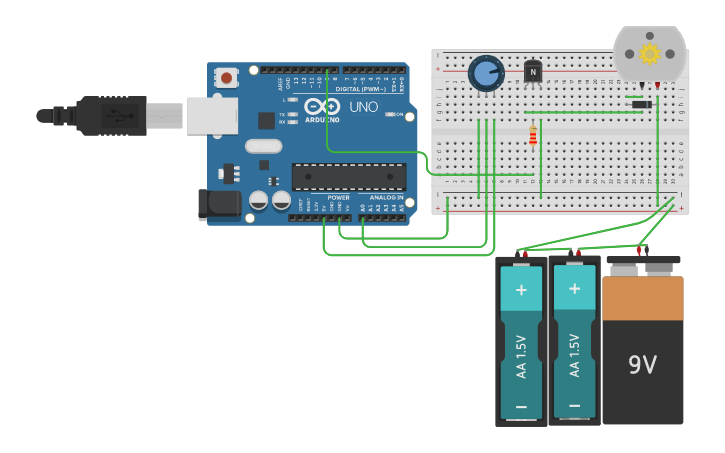 Circuit Design Motore Cc Con Potenziometro Tinkercad