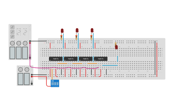 Circuit design SERIAL RIGHT SHIFT REGISTER | Tinkercad