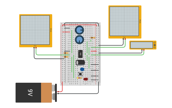 Circuit design Make: Figure 4-12 555 Monostable Mode | Tinkercad Circuit design Make: Figure 4-12 555 Monostable Mode | Tinkercad