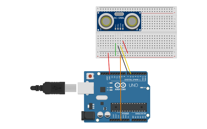 Circuit design Ultra sonic sensor - Tinkercad