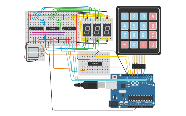 Circuit Design Keypad 3 X 7 Segment Tinkercad