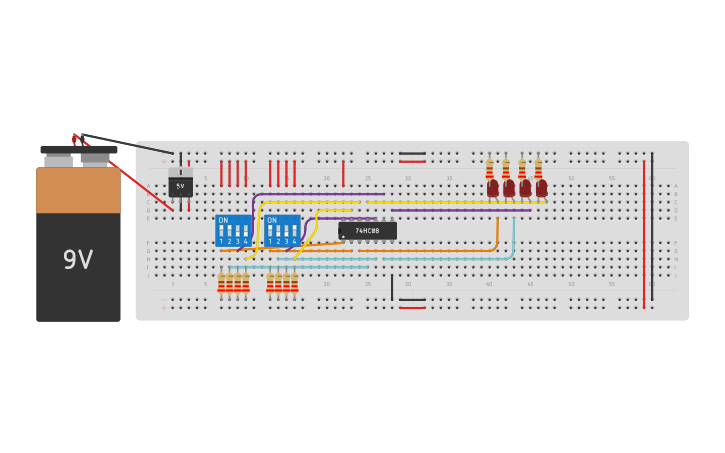 Circuit design Bitwise And - Tinkercad