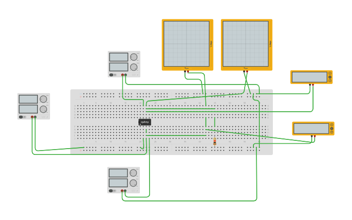 Circuit design Rangkaian Open Loop Non-Inverting Op-Amp - Tinkercad