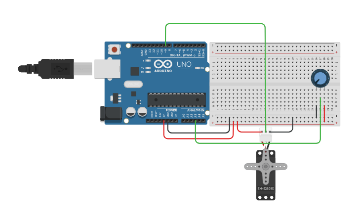 Circuit Design Servo Motor 2 Tinkercad