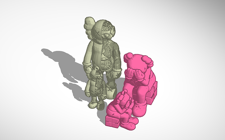 3D design flayed kaws and sitting kaws - Tinkercad