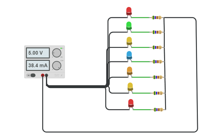 Circuit design Multiple LED - Tinkercad