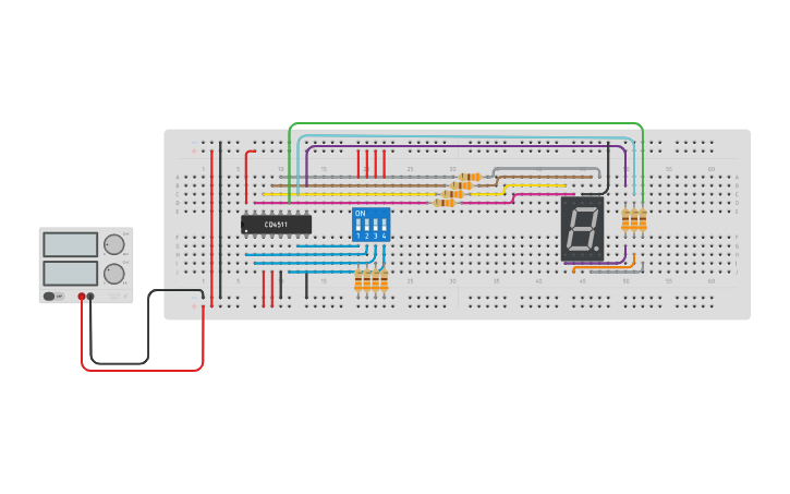 Circuit design Copy of Decodificador BCD a 7 segmentos - Tinkercad
