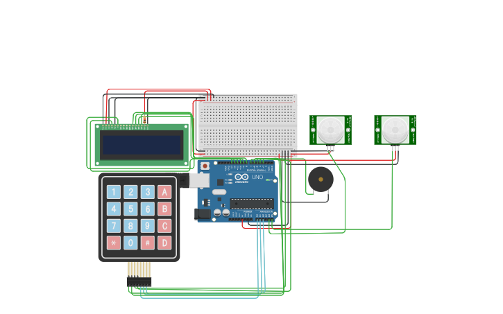 Circuit design Sistema Alarme | Tinkercad