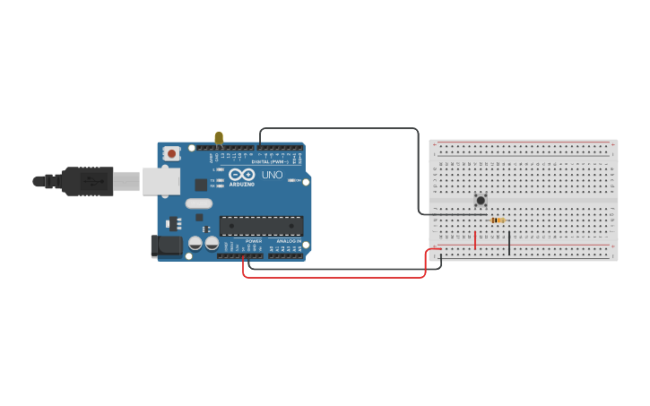 Circuit design led con pulsante - Tinkercad