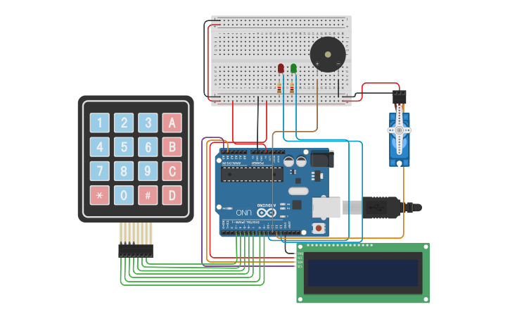 Circuit design Door Unlock Using password - Tinkercad