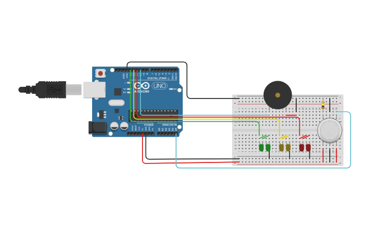 Circuit design gas sensor - Tinkercad