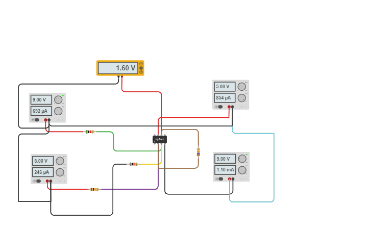 Circuit design Differential amplifier - Tinkercad