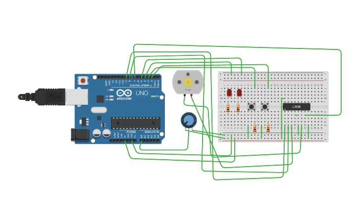 Circuit design Control the speed of a DC motor - Tinkercad