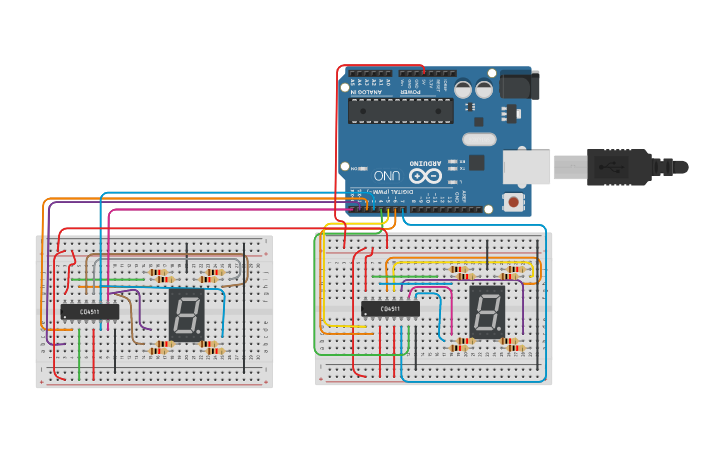 Circuit design 7 Segment Task 3 | Tinkercad
