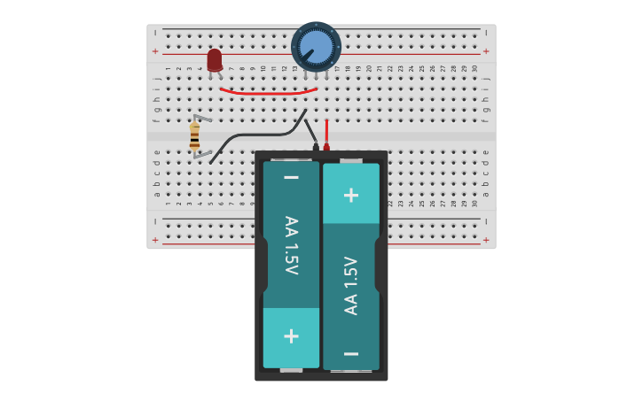 Circuit design 6º Ano - Potenciômetro e LED na Protoboard | Tinkercad