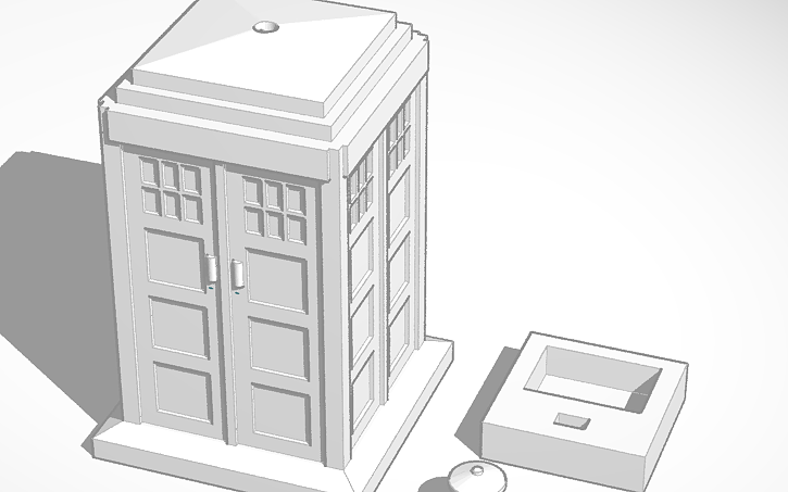 3D design Copy of Tardis with LED cage and 9V battery holder | Tinkercad