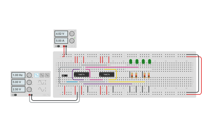 Circuit design SIPO Shift Register - Tinkercad