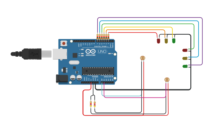 Circuit design Stoplight Simulation - Tinkercad