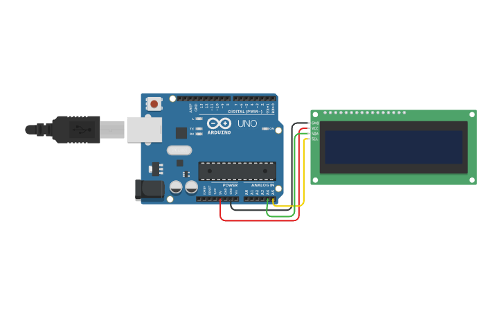 Circuit design LCD 16X2 I2C - Tinkercad