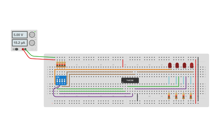 Circuit design Binary to Gray Code Converter - Tinkercad