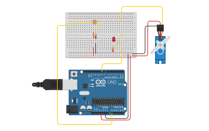 Circuit design Servomotor - Tinkercad