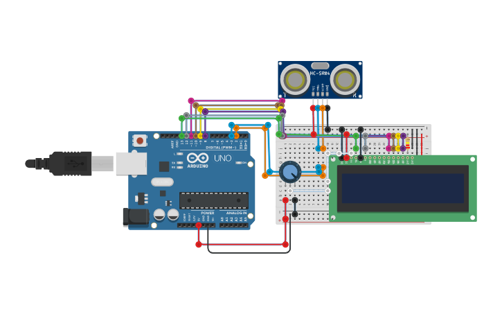 Circuit Design Ultrasonic Sensor Tinkercad
