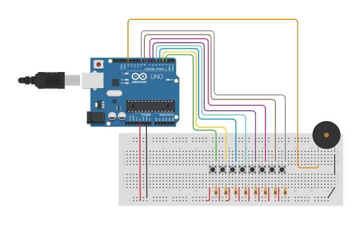 Circuit design Piano (Activity 2) - Tinkercad