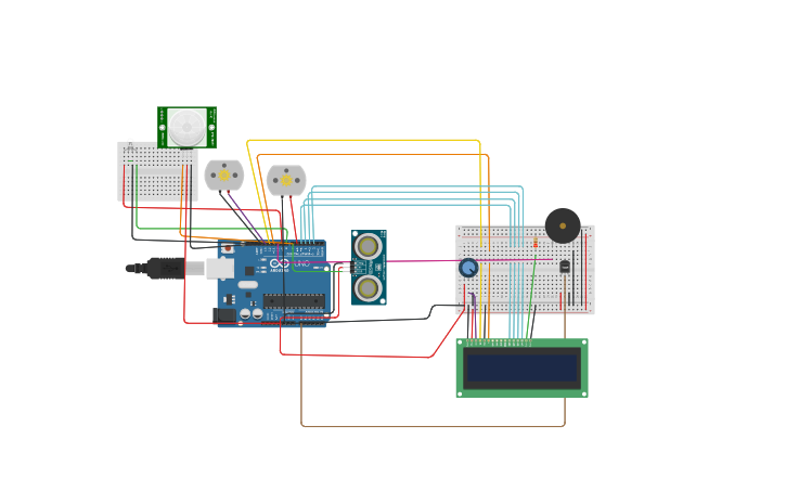 Circuit design Body Spray and Temperature Checker | Tinkercad