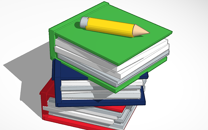 3D design books with pencil - Tinkercad
