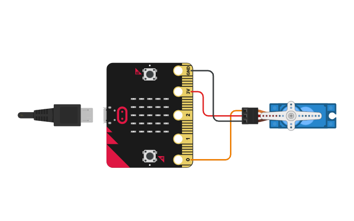 Circuit design microbit control servomoteur - Tinkercad