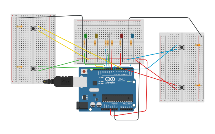Circuit design LED matching game | Tinkercad