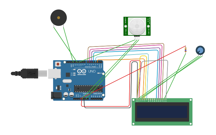 Circuit design pir sensor project | Tinkercad