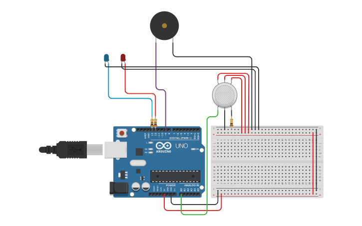 Circuit design GAS SENSOR - LESSON GUIDE (BLOCKS) - Tinkercad
