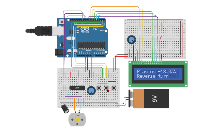 Circuit design PWM - BRIDGE H - Tinkercad