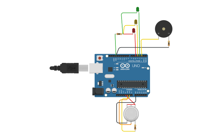 Circuit design Gas Detection - Tinkercad