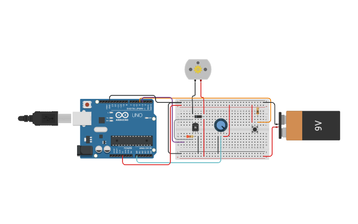 Circuit design motore dc con potenziometro | Tinkercad