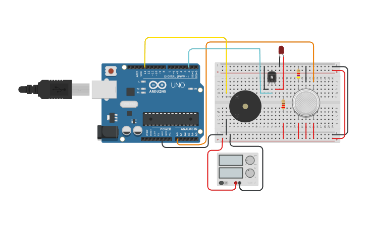 Circuit design Detector de Gas con Alarma - Tinkercad