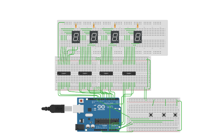 Circuit design relogio digital - Tinkercad Circuit design relogio digital - Tinkercad