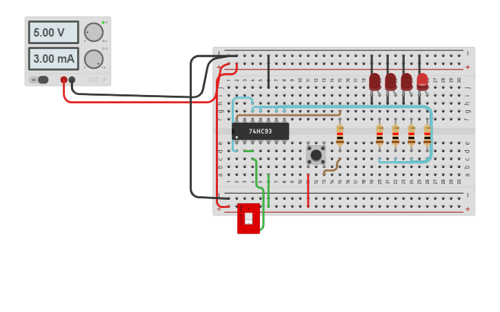 Circuit Design Ripple Counter Tinkercad