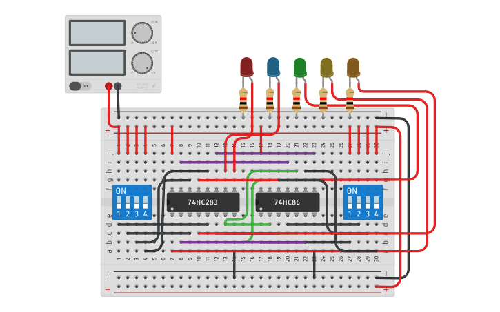 Circuit Design 4 Bit Binary Adder Subtractor Tinkercad