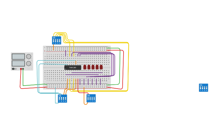 Circuit design 4 Bit Adder - Tinkercad