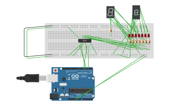 Circuit design Driving 7-Segment LCD DIsplay - Tinkercad