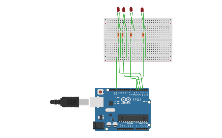 Circuit design Digital counter LED - Tinkercad