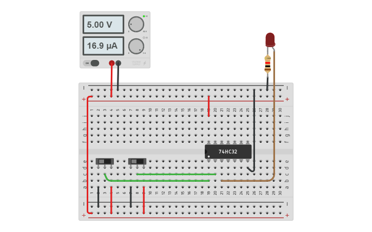 Circuit design Familiarization of OR Gate | Tinkercad