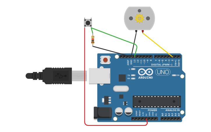 Circuit design DC motor switch - Tinkercad