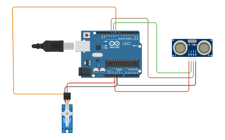 Circuit design SMART DUSTBIN - Tinkercad