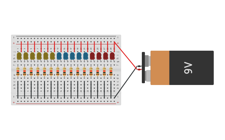 Circuit design Circuito paralelo con 15 leds - Tinkercad