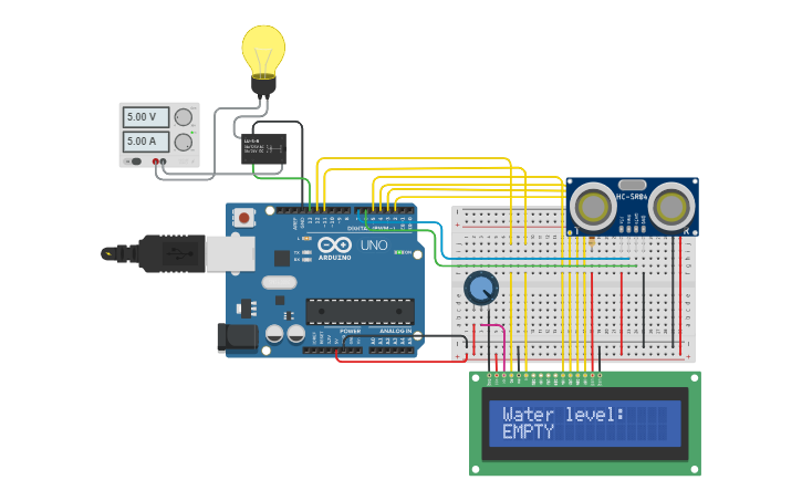 Circuit Design Water Level Indicator Tinkercad