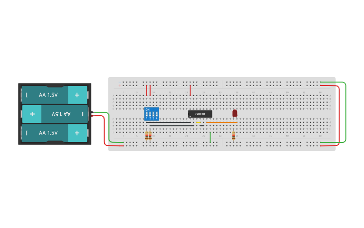 Circuit design AND CON NAND (7400) | Tinkercad